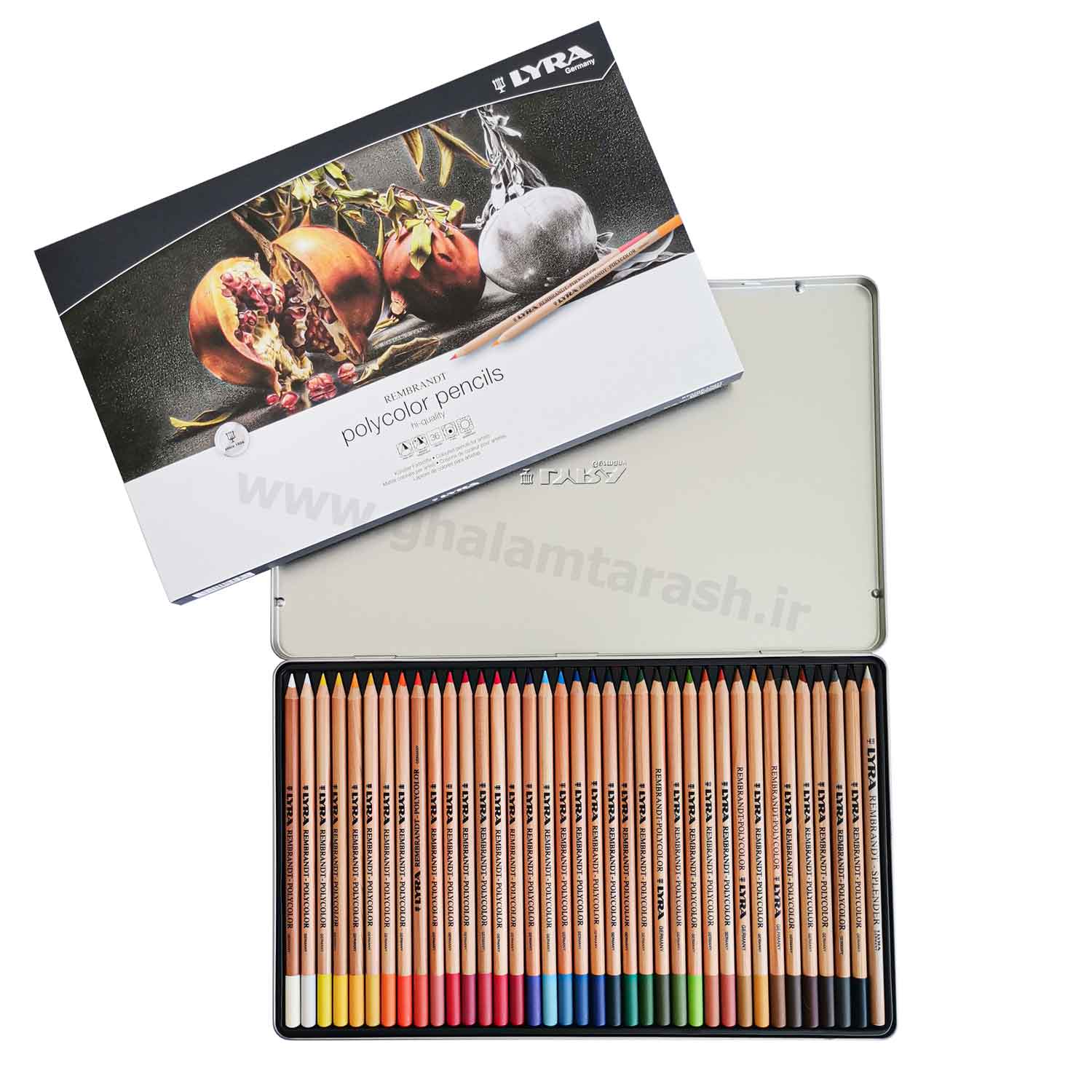 مداد رنگی 36 رنگ لیرا مدل پلی کالر (polycolor pencils) - قلمتراش